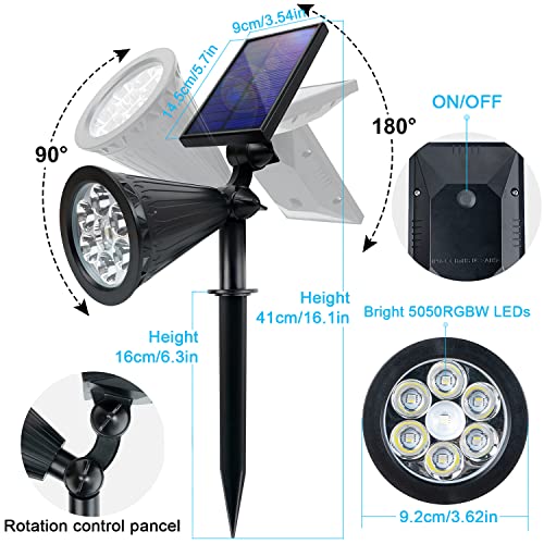 BOHON Solar Outdoor Lights Waterproof Solar Spot Lights Outdoor Spotlight 2-in-1 Wall Lights Auto On/Off Security Night Lights for Landscape Lighting Yard Patio Garden Deck Pathway 2 Pack (multicolor)