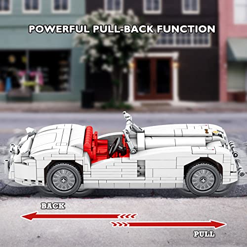 JMBricklayer Vintage Car Model Building Set 50109, White, 715 Pieces, Ages 14+, Pull-Back Mechanism, Adults & Teens Enjoyment