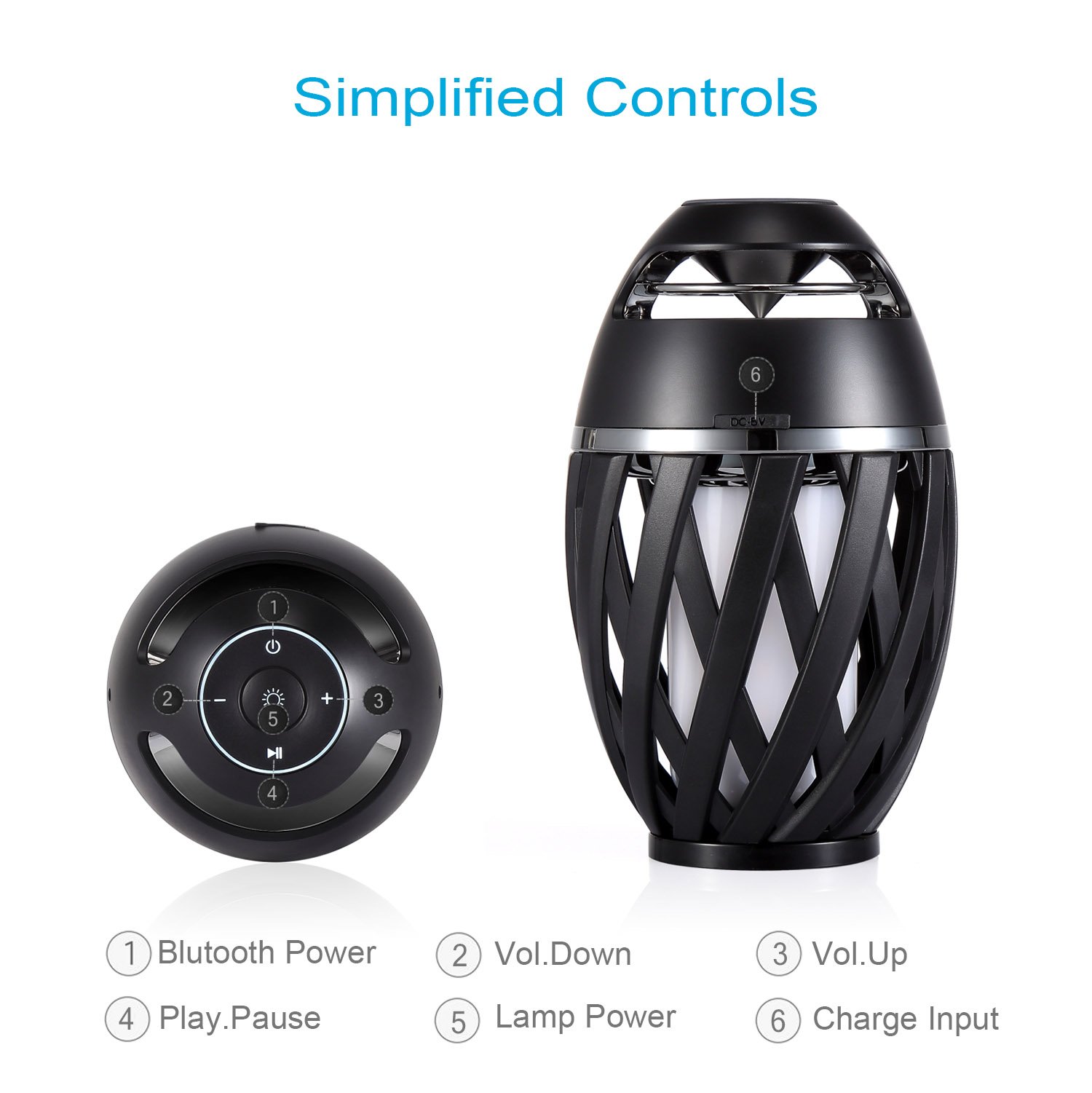 DiKaou Led Flame Speaker, Torch Atmosphere Bluetooth Speakers&Outdoor Portable Stereo Speaker with HD Audio and Enhanced Bass,LED flickers Warm Yellow Lights BT4.2 for iPhone/iPad/Android