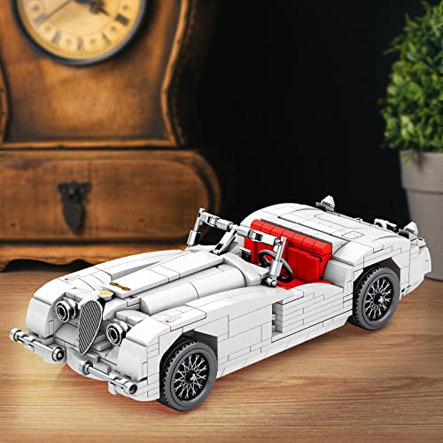 JMBricklayer Vintage Car Model Building Set 50109, White, 715 Pieces, Ages 14+, Pull-Back Mechanism, Adults & Teens Enjoyment