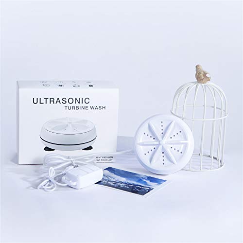 Mini Portable Washer Machine, Small Personal Apartment Rotating Ultrasonic Turbines Washer Usb Automatic Washing Machine For Camping Tourism Rv Dormitory Business Trip (White)