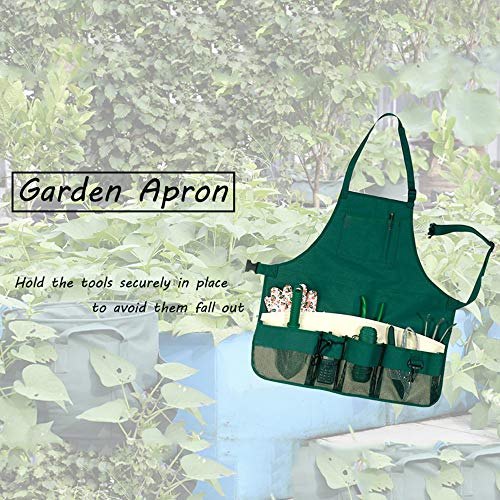 SYOOY Garden Apron with Pockets, Adjustable Neck and Waist Straps for Gardening Carpentry Lawn Care Women Men Workers
