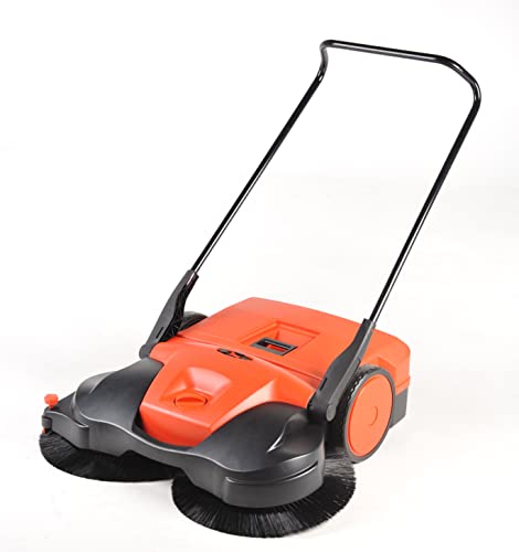 BISSELL BigGreen Commercial BG697 Battery Powered Triple Brush Push Power Sweeper, 13.2 gal Debris Container, 42" Height, 38" Width, Polypropylene, Green