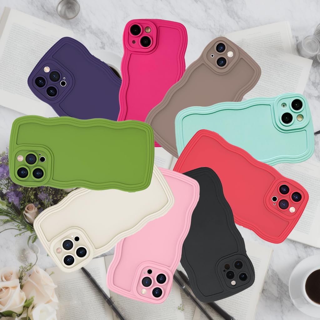 anccer Compatible with iPhone 13 Mini Case - Cute Kawaii Curly Wave Water Ripple Frame Shape Soft Silicone Shockproof Protective Cover in White
