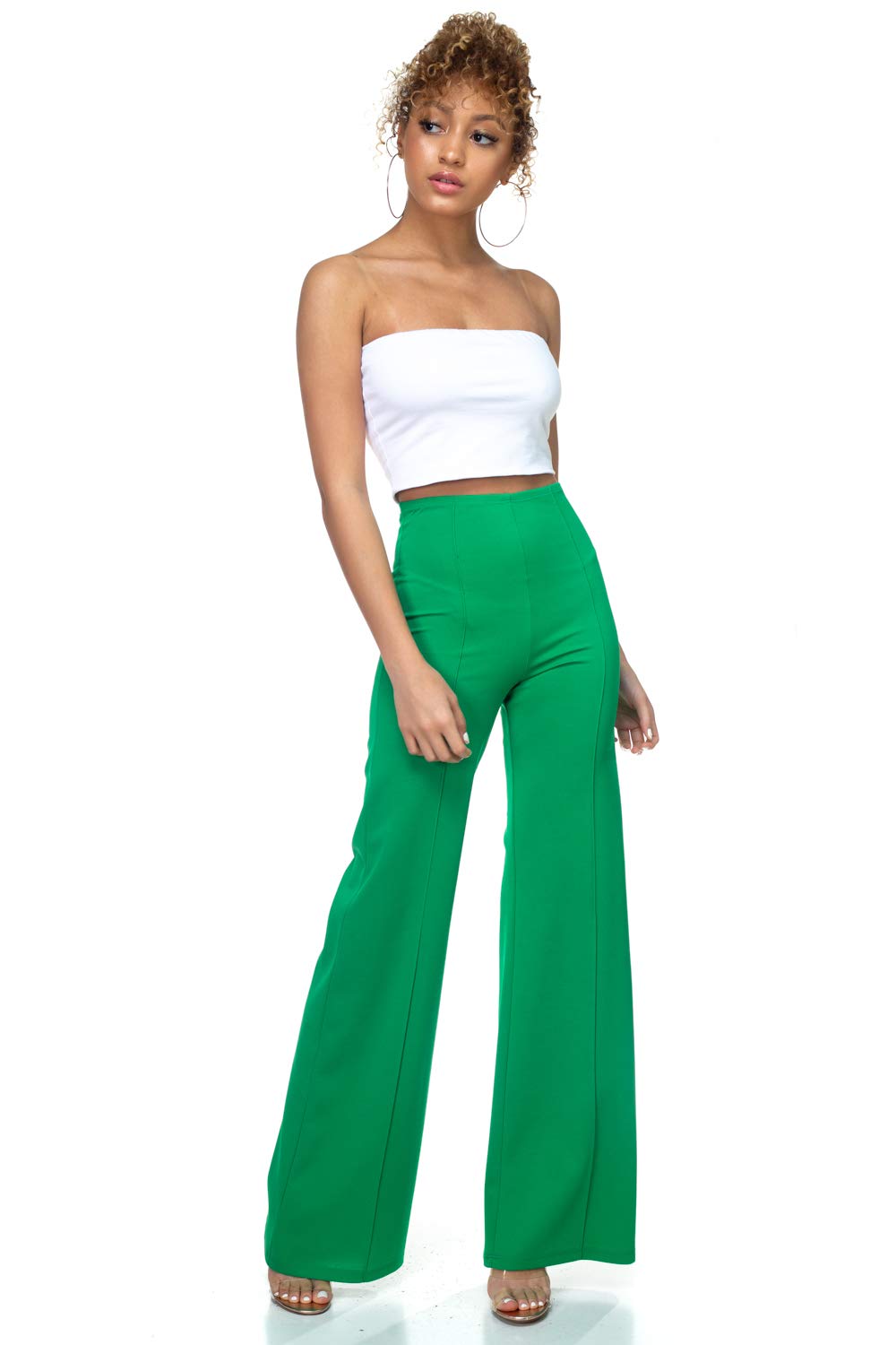 Women's J2 Love High Waist Bell Bottom Flare Pants, Small, Shamrock