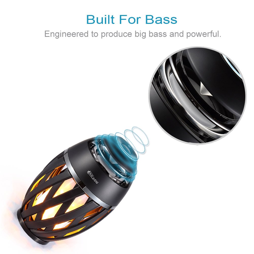 DiKaou Led Flame Speaker, Torch Atmosphere Bluetooth Speakers&Outdoor Portable Stereo Speaker with HD Audio and Enhanced Bass,LED flickers Warm Yellow Lights BT4.2 for iPhone/iPad/Android