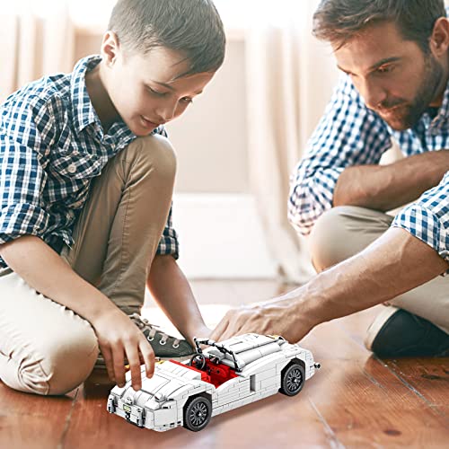 JMBricklayer Vintage Car Model Building Set 50109, White, 715 Pieces, Ages 14+, Pull-Back Mechanism, Adults & Teens Enjoyment