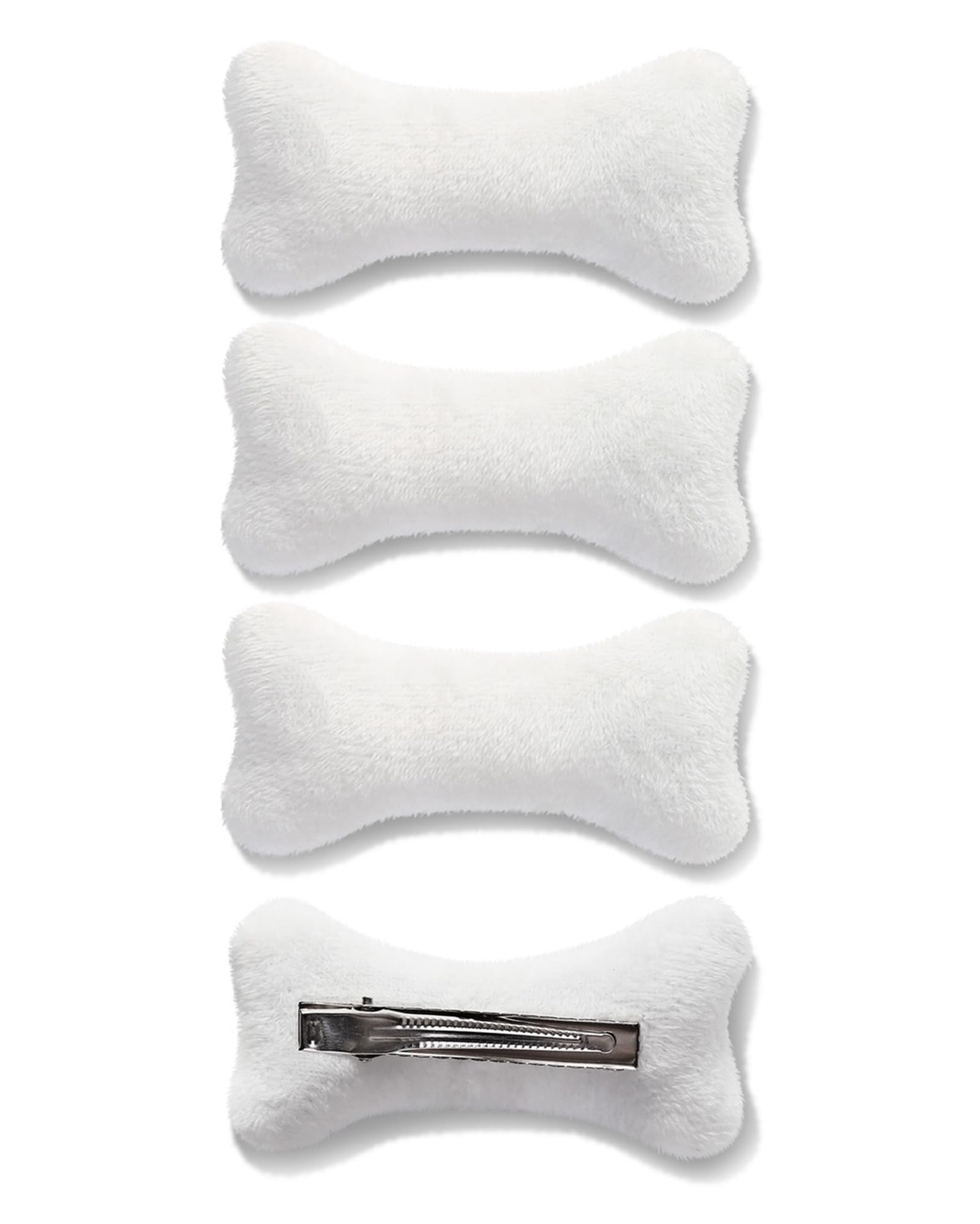 4PC Large Bone Hair Clips Halloween Costume Accessories White Plush Skeleton Hairpins Women Girls Cosplay Headwear