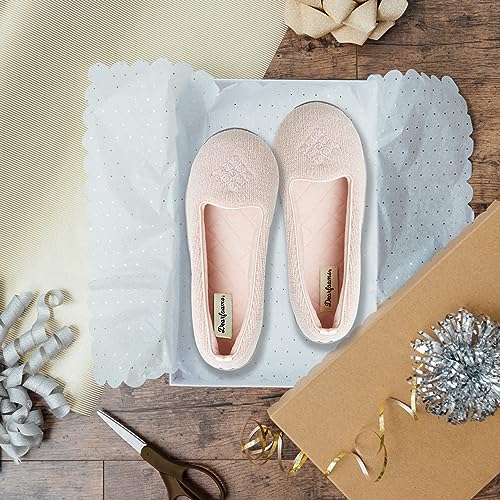 Dearfoams Women's Rebecca Lightweight Cozy Memory Foam Closed Back Slipper with Wide Widths, Dusty Pink Chenille, 9-10