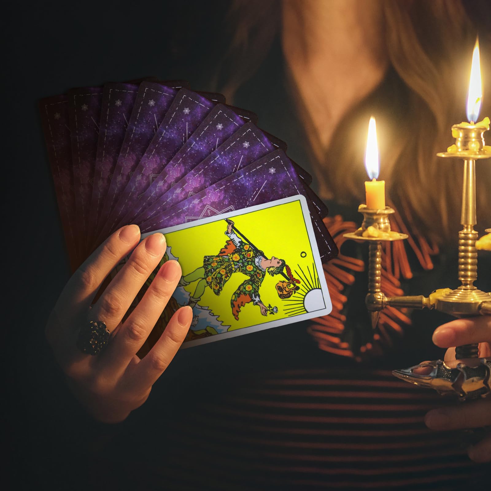 DEBIDSTL Tarot Cards for Beginners,78 Classic Tarot Cards Deck with Guidebook and Velvet Storage Bag,Durable Tarot Cards,Fortune Telling Games (Purple)
