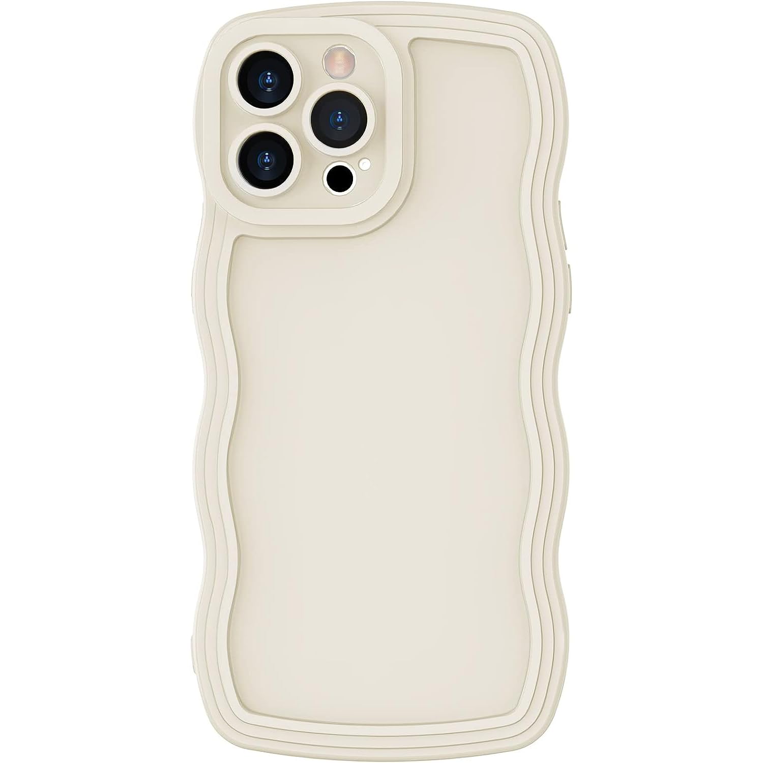 anccer Compatible with iPhone 13 Mini Case - Cute Kawaii Curly Wave Water Ripple Frame Shape Soft Silicone Shockproof Protective Cover in White