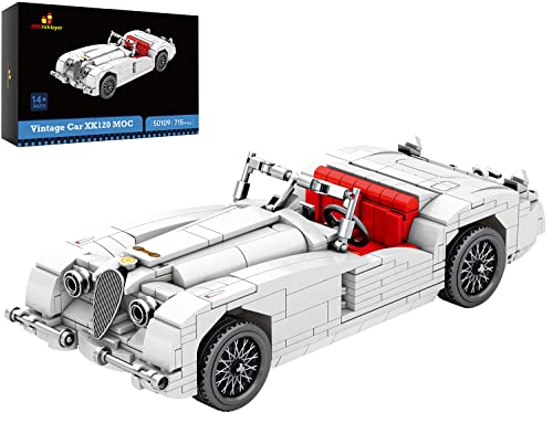 JMBricklayer Vintage Car Model Building Set 50109, White, 715 Pieces, Ages 14+, Pull-Back Mechanism, Adults & Teens Enjoyment