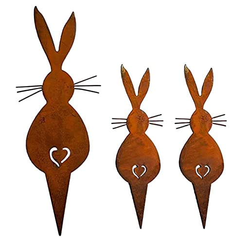Grebest Garden Bunny Stake Happy Easter Metal Bunny Garden Ground Sign Decoration Create Atmosphere Exquisite Workmanship A