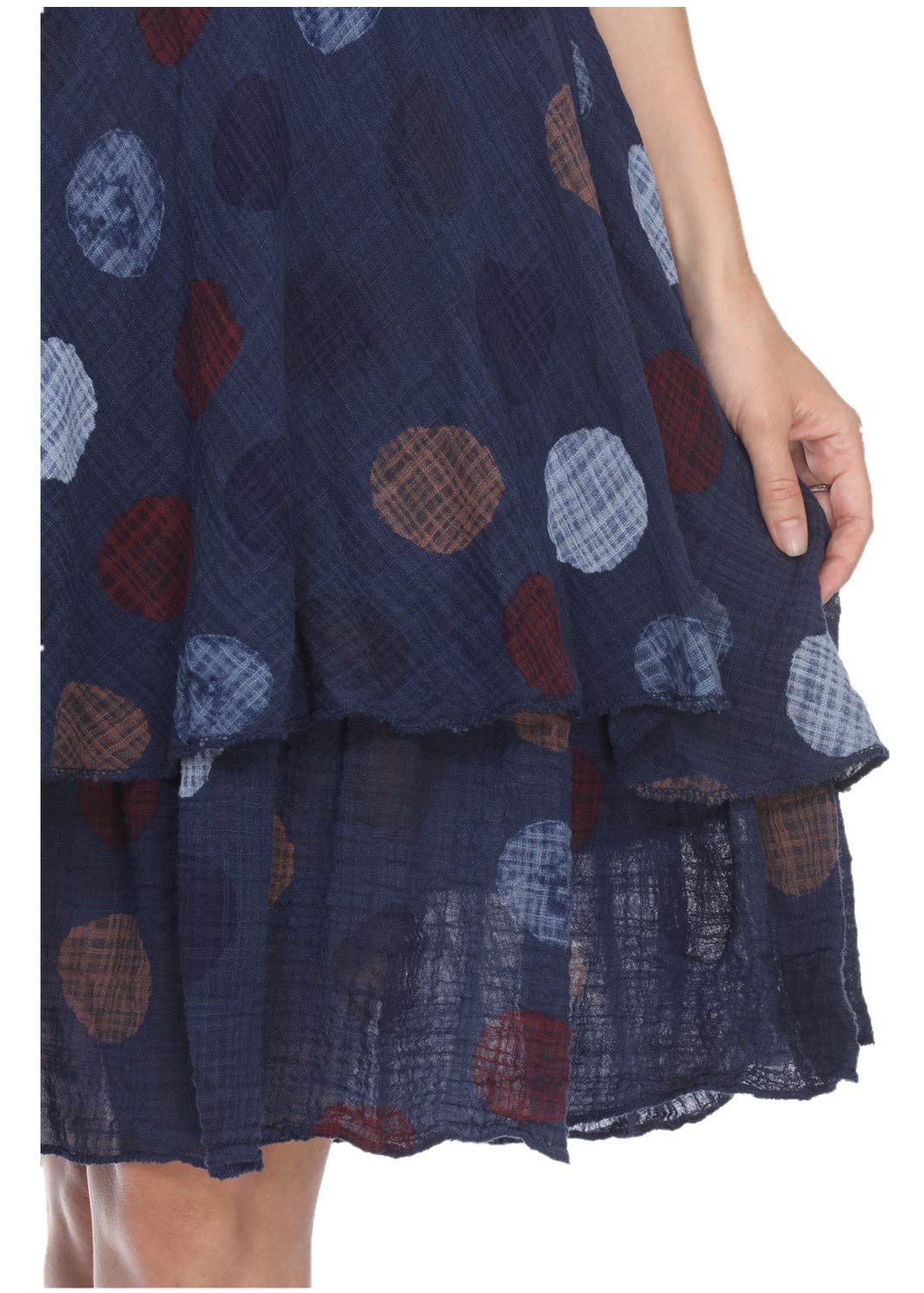 Women's Plus Size Summer Casual Sleeveless Dresses Polka-Dot Floral Scoop Neck Dress-Bigdot-Navy-1X
