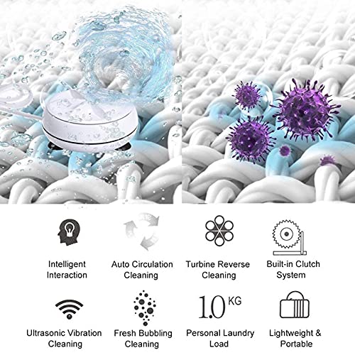 Jiajaja 2 in 1 Portable Washing Machine Ultrasonic Turbo Washer with Usb Cable Convenient for Travel Camping Home Business Trip Accessories Mini Tool, Multicolor, 90x90x40mm / 3.54x3.54x1.57in