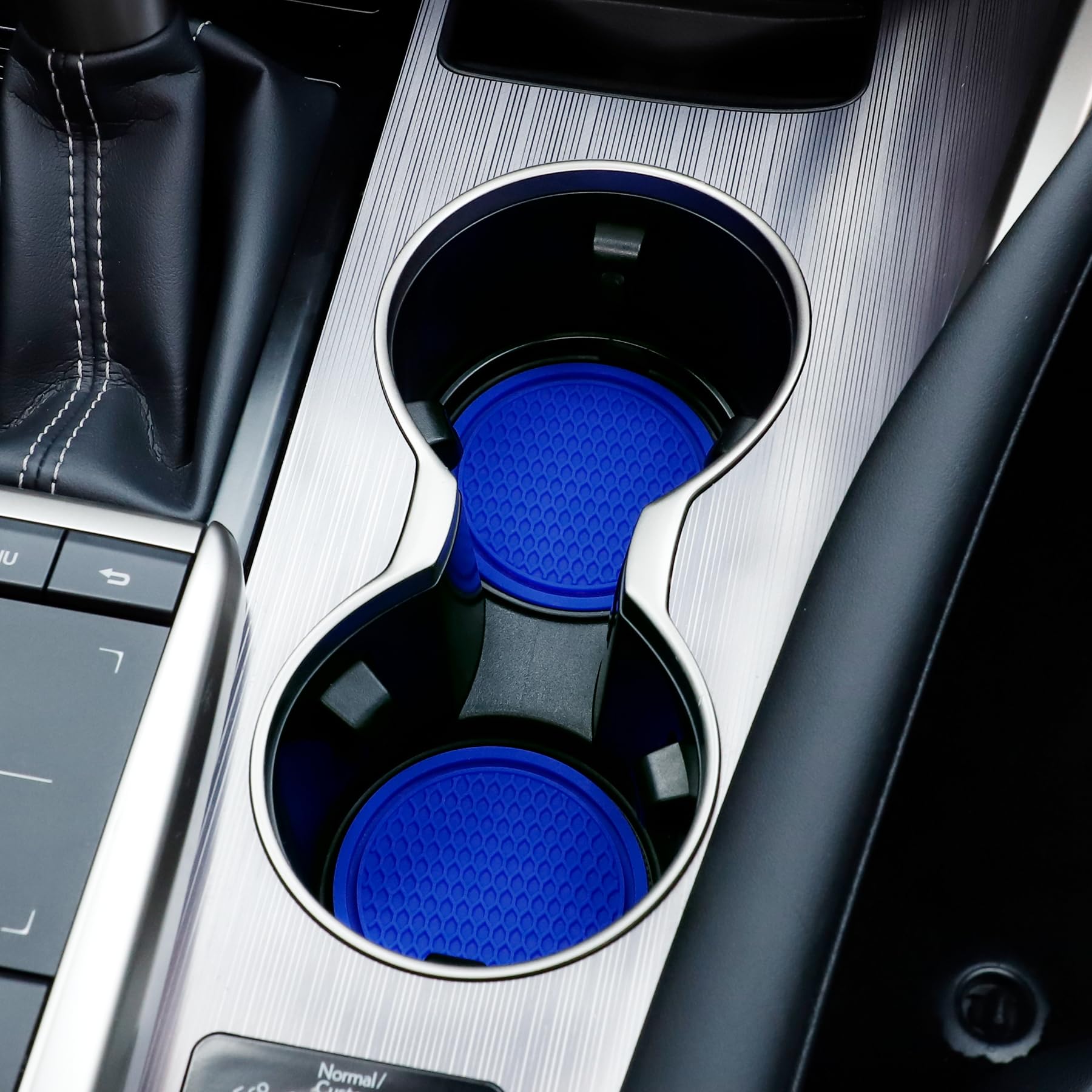 Alpmosn Car Cup Holder Coaster, 4 Pack Non-Slip Cup Holders, Anti Scratch Insert Cup Coasters, Universal Vehicle Interior Accessories for Women and Men (Dark Blue)