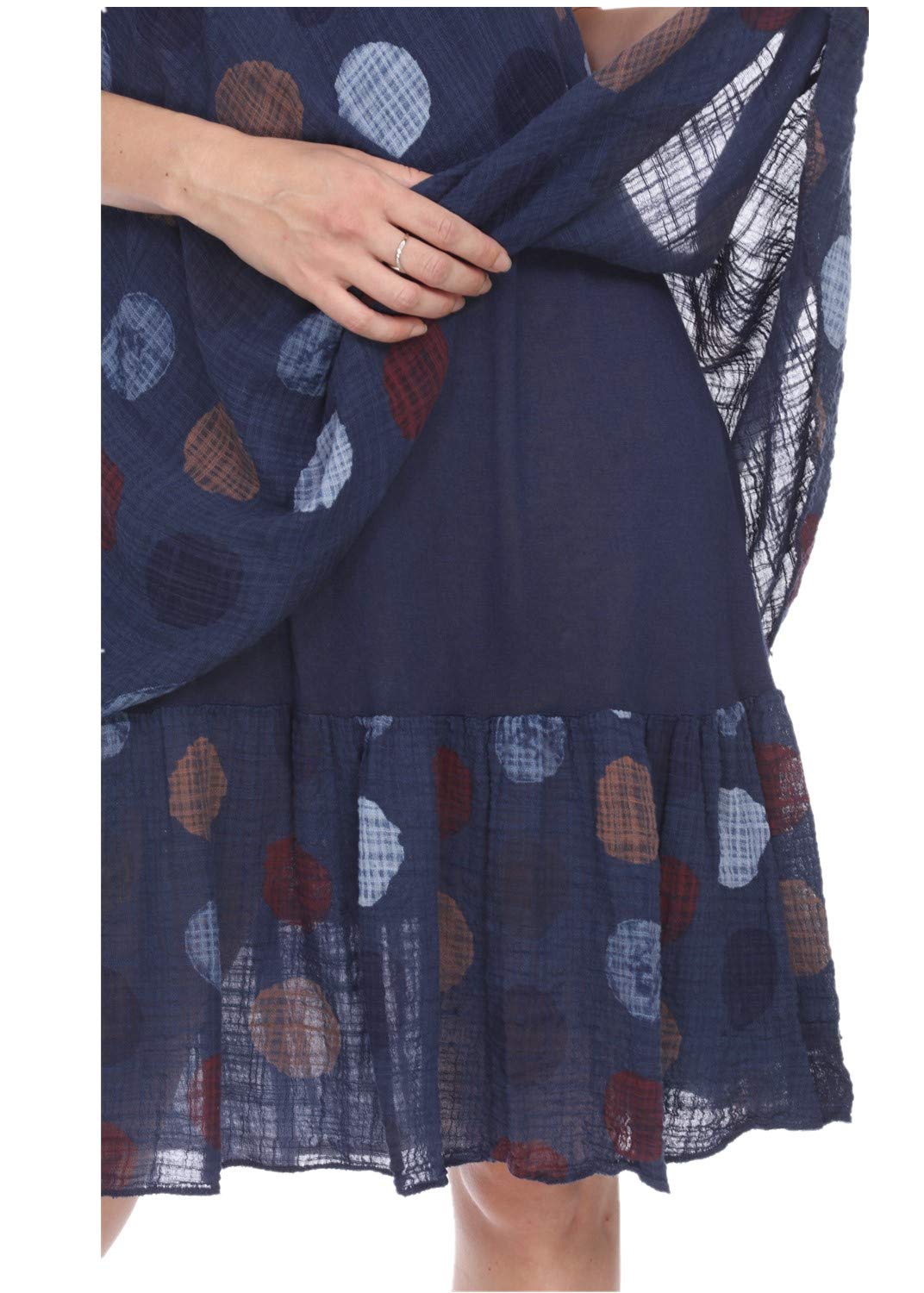 Women's Plus Size Summer Casual Sleeveless Dresses Polka-Dot Floral Scoop Neck Dress-Bigdot-Navy-1X