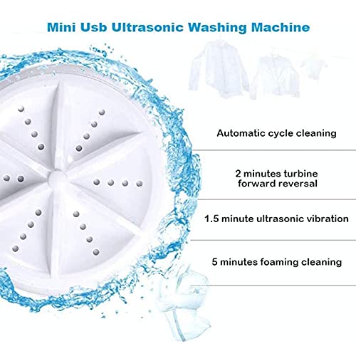 Jiajaja 2 in 1 Portable Washing Machine Ultrasonic Turbo Washer with Usb Cable Convenient for Travel Camping Home Business Trip Accessories Mini Tool, Multicolor, 90x90x40mm / 3.54x3.54x1.57in