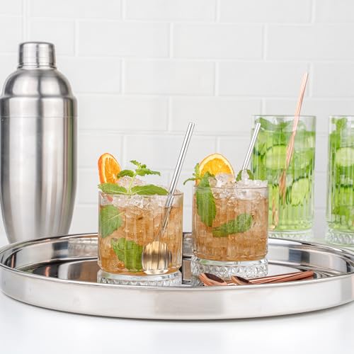 Restaurantware Bar Lux 5 Inch Spoon Straws 2 Food-Grade Reusable Cocktail Straws - Built-In Spoon Dishwashable Stainless Steel Cocktail Spoons For Drinking And Stirring