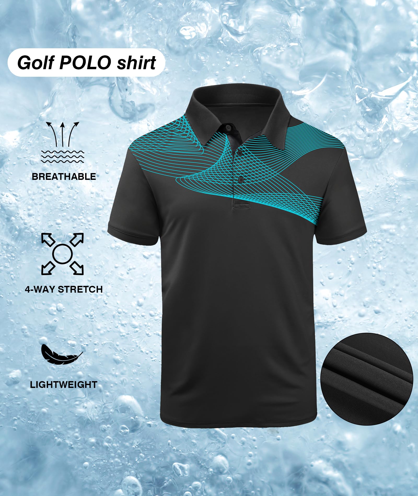 ZITY Golf Polo Shirts for Men Short Sleeve Athletic Tennis T-Shirt Black Blue XL