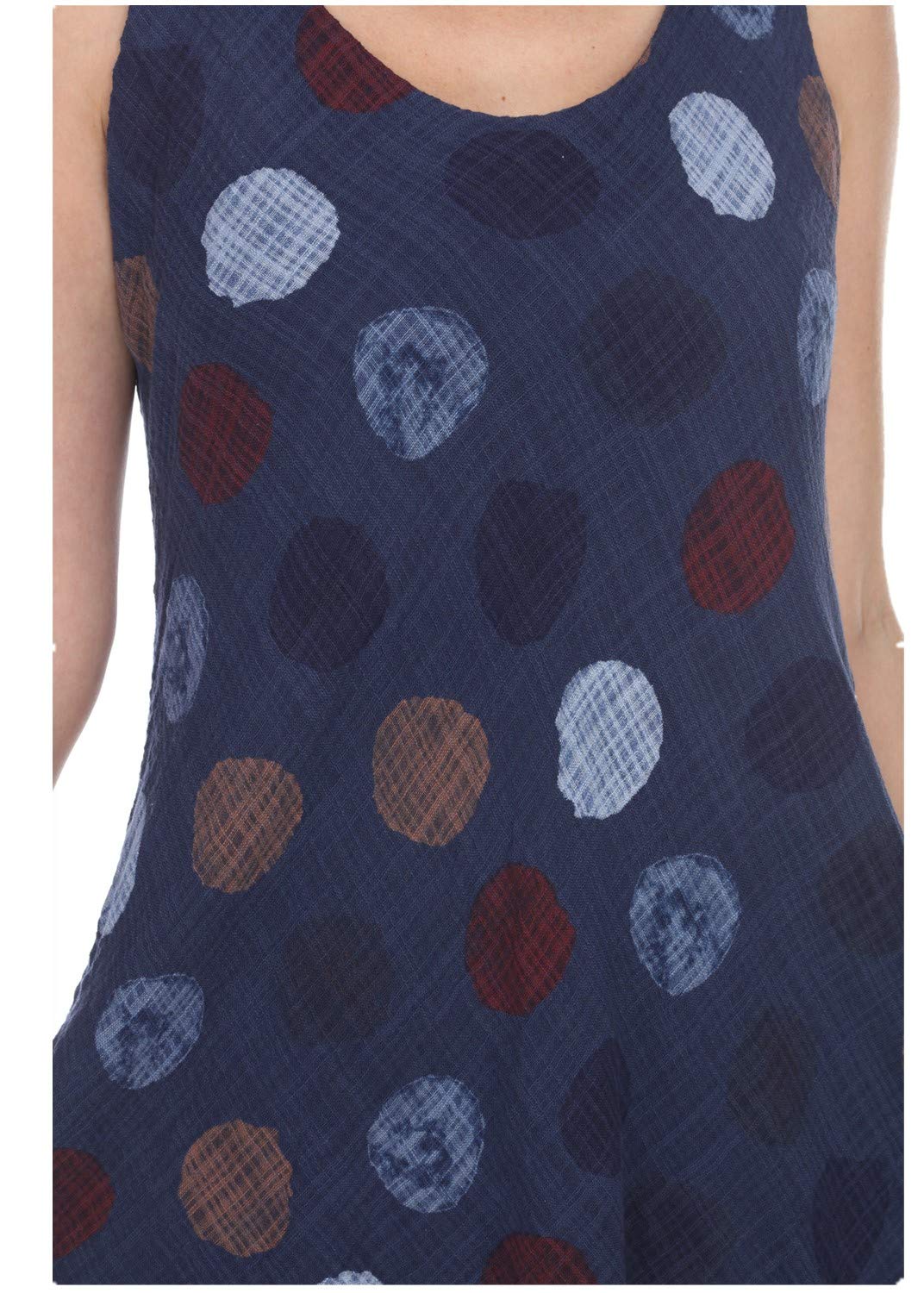 Women's Plus Size Summer Casual Sleeveless Dresses Polka-Dot Floral Scoop Neck Dress-Bigdot-Navy-1X
