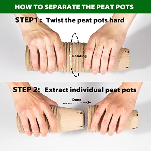 Baxrou 120 Packs 3.15 Inch Peat Pots Plant Starters for Seedling, Biodegradable Herb Seed Starter Pots Kits, Seedling Pots, Garden Germination Nursery Pot wit 30 Plant Labels, 2 Transplant Tools.