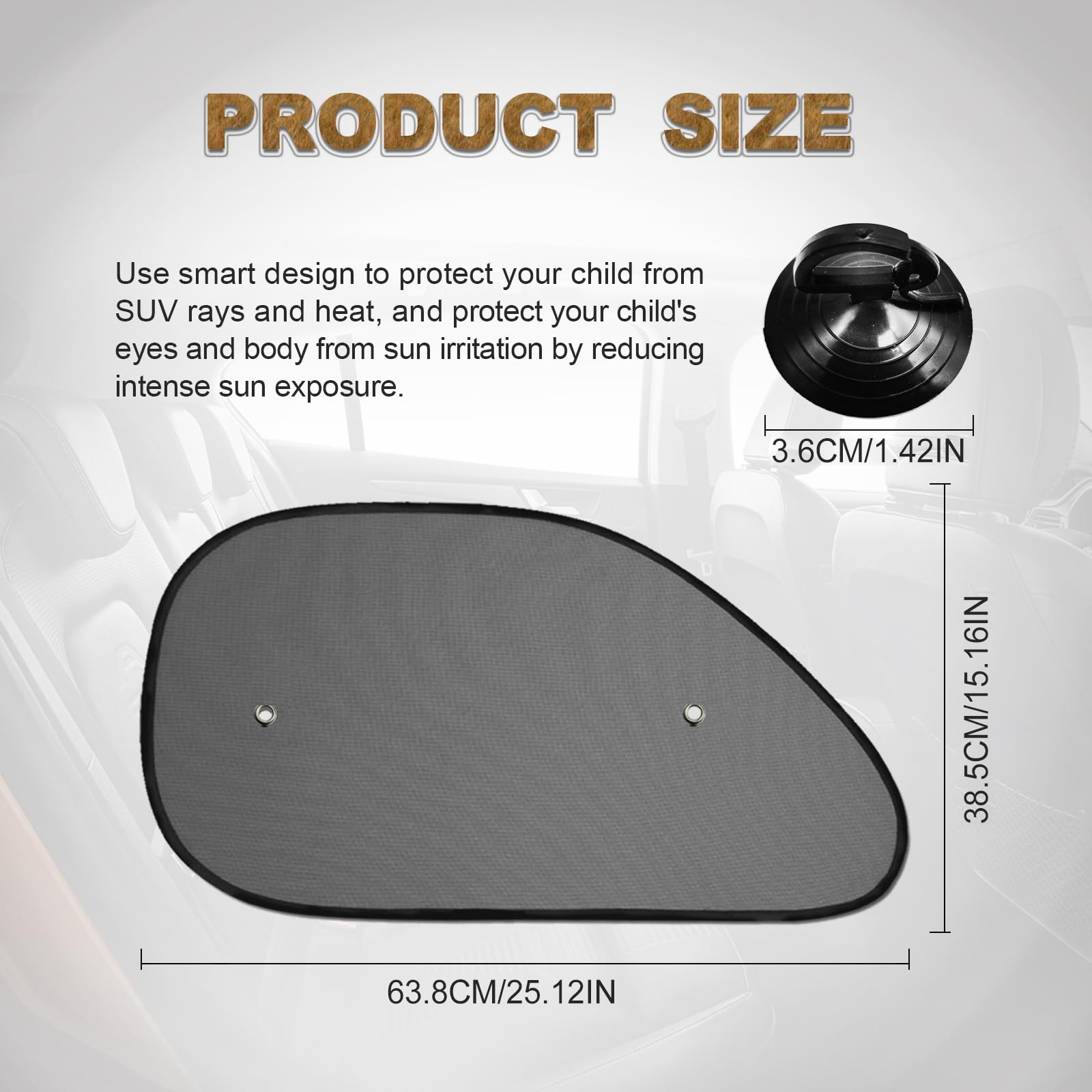 2 Pack Car Side Window Sun Shade, Glare and UV Rays Protection for Your Child, with Sun UV Protection, Reduce Damage from Direct Bright Sunlight and Heat Universal Car Window Shade