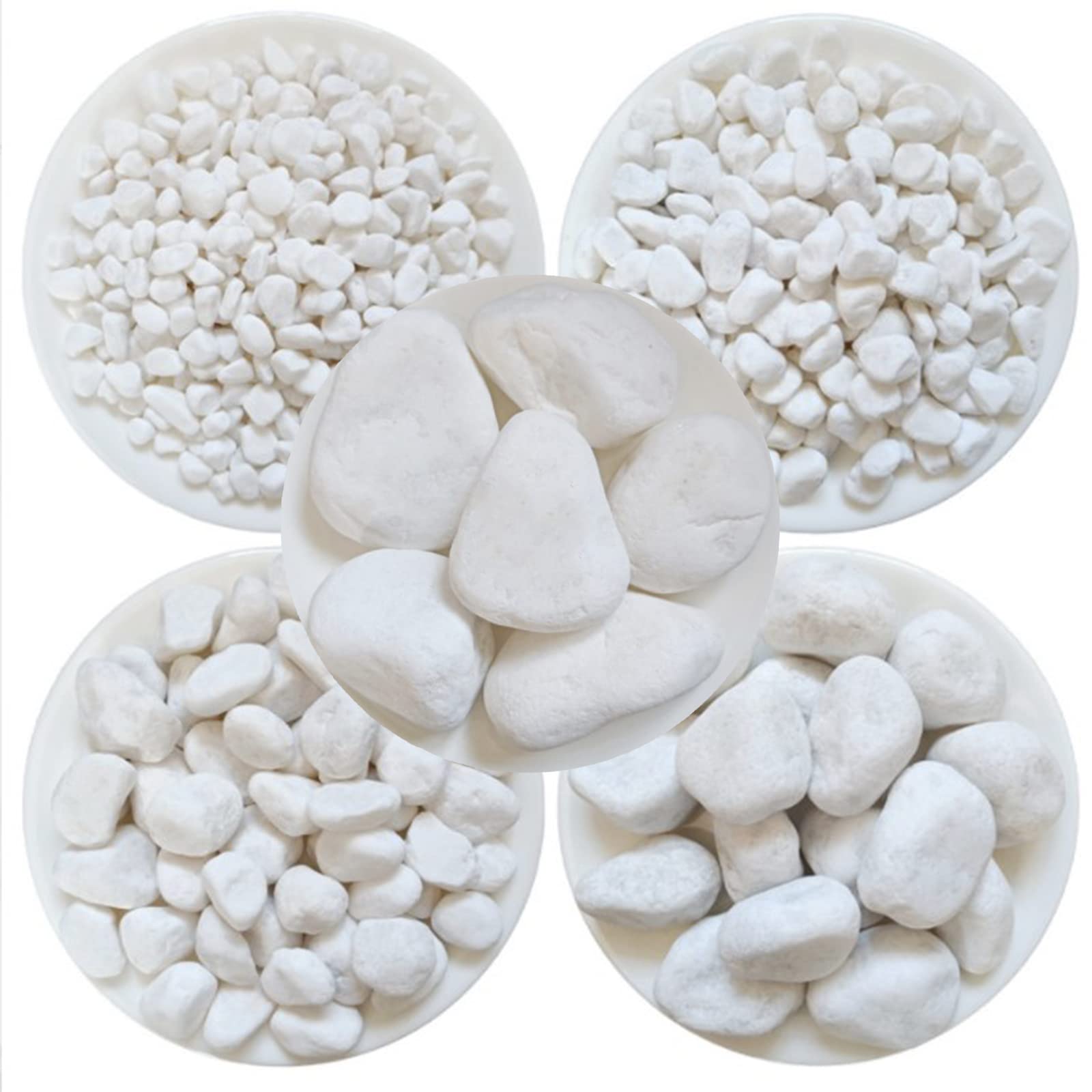 5 Pounds River Rocks Pebbles Natural Stones, As Aquarium Rocks Fish Tank Gravel, Decorative Rocks for Aquariums,Plants,Planters,Landscaping - White