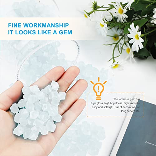 Oubest 300Pcs Small Glow in The Dark Rocks Garden Pebbles Fish Tank Decorations Stones Aquarium Gravel Garden Planter Rocks-White