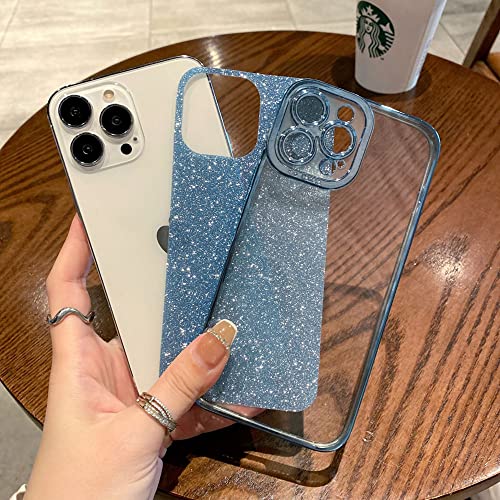 Fycyko Compatible with iPhone 13 Mini Case Glitter Luxury Cute Clear Flexible Plating Cover Camera Protection Shockproof Phone Case for Women Girl Men Design for iPhone 13 Mini Cover 5.4'' Blue…