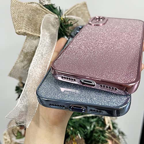 Fycyko Compatible with iPhone 13 Mini Case Glitter Luxury Cute Clear Flexible Plating Cover Camera Protection Shockproof Phone Case for Women Girl Men Design for iPhone 13 Mini Cover 5.4'' Blue…