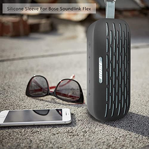 Zaracle Flexible Carrying Case Protect Pouch Sleeve Protector Cover Travelling Case for Bose SoundLink Flex Bluetooth Portable Speaker (Black)