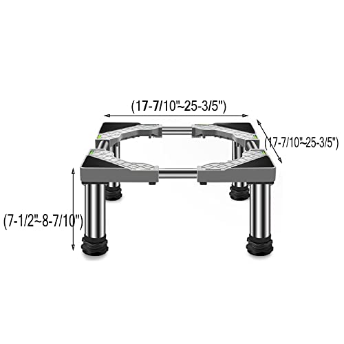 Fridge Stand with 4 Strong Feet Dryer Stand- Refrigerator Stand Height 3.9/5.9/7.8in Adjustable 1.1in Length/width 17.7-25.5in Washer Pedestal Dishwasher Base Stand (5.9inch,gray)