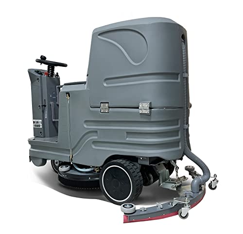 Emotor Commercial Riding Floor Scrubber Machine, Automatic Battery-Powered Industrial Ride-on Floor Cleaning Equipment, 21" Brush with 21 Gallon Tank High Efficiency