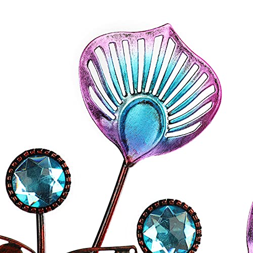 QMCAHCE Peacock Tail Plugin Wind Spinner Windmill 360 Swivel Outdoor Garden Metal Wind Spinner Yard Decor for Patio/Lawn/Garden Windmill Decoration (Blue)