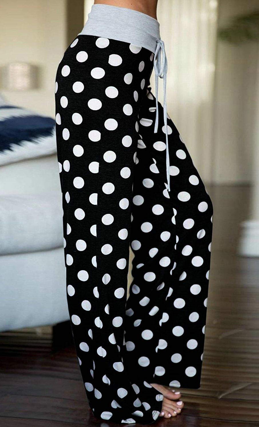 Elsofer Women's Pajamas for Women Comfy Casual Polka Dot Pjs Lounge Pajama Pants (M, Black5)
