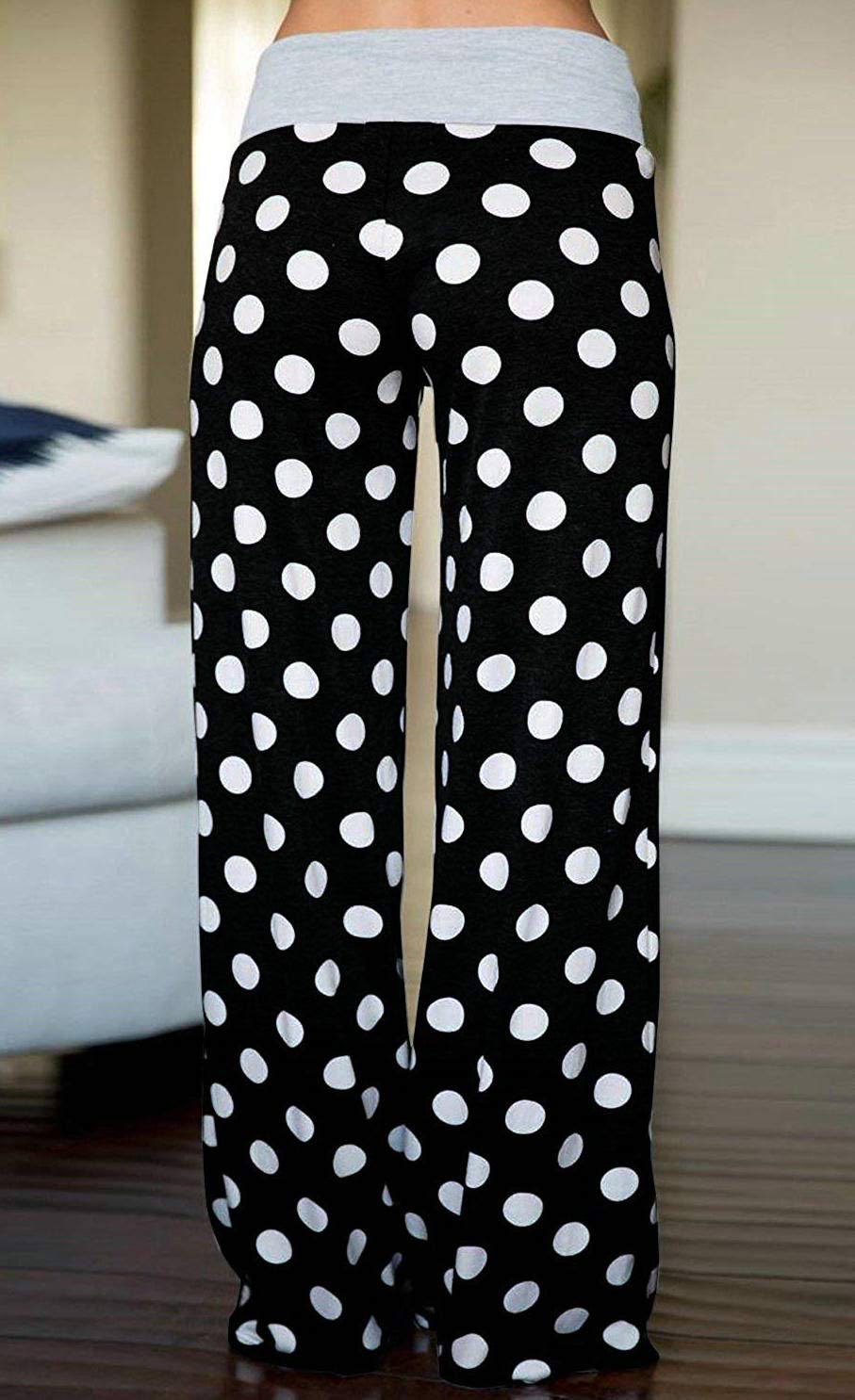 Elsofer Women's Pajamas for Women Comfy Casual Polka Dot Pjs Lounge Pajama Pants (M, Black5)
