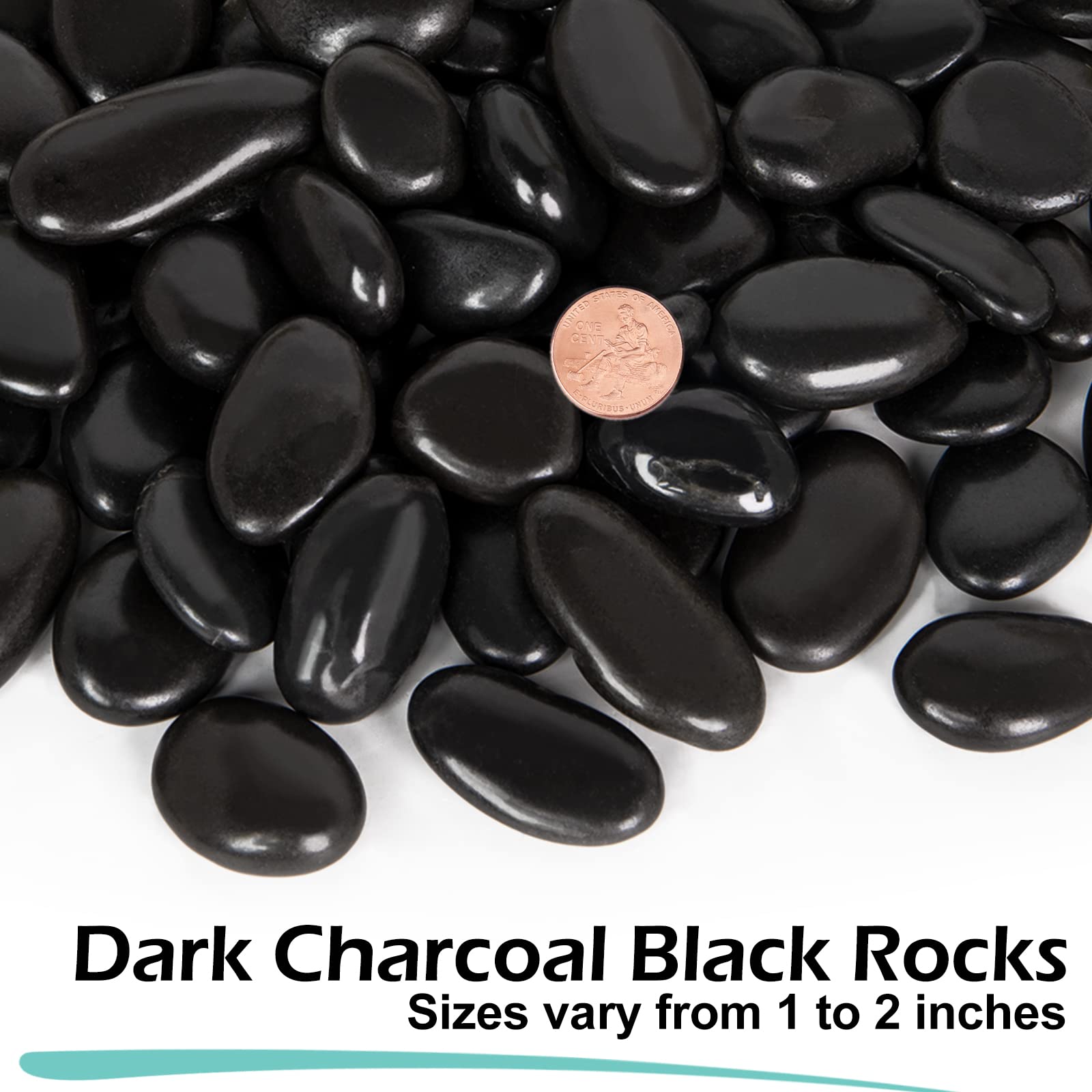 GASPRO 15 Pound Black River Rocks + 8 Pound White Pebbles, 1 to 2 Inch Black Pebbles, 3/8 Inch White Average-Sized Polished Pebble for Plants, Vase, Fish Tank, Garden