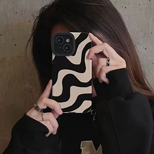 Yebowe Compatible with iPhone 13 Mini Case Cute Zebra Stripes Pattern for Women Girls Wave Aesthetic Elegant Soft Silicone Protective Case Cover for iPhone 13 Mini, Beige