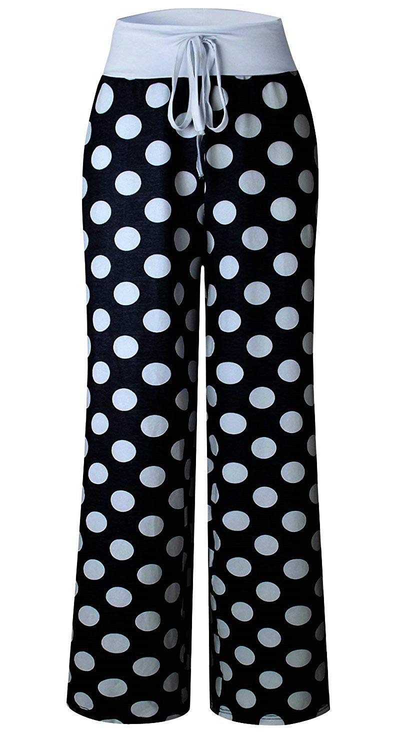Elsofer Women's Pajamas for Women Comfy Casual Polka Dot Pjs Lounge Pajama Pants (M, Black5)