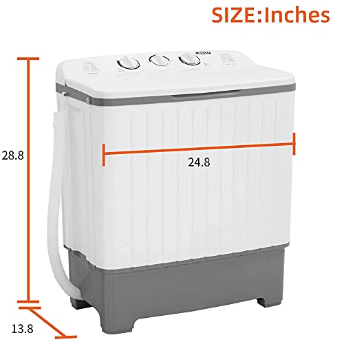 CL.Store Twin Tub Mini Portable Clothes Washing Machine Portable Washing Machine 17lbs Capacity Compact Washer(10lbs) and Spin Dryer Combo (7lbs) for Apartment, Dorm, RV-Camping (White)