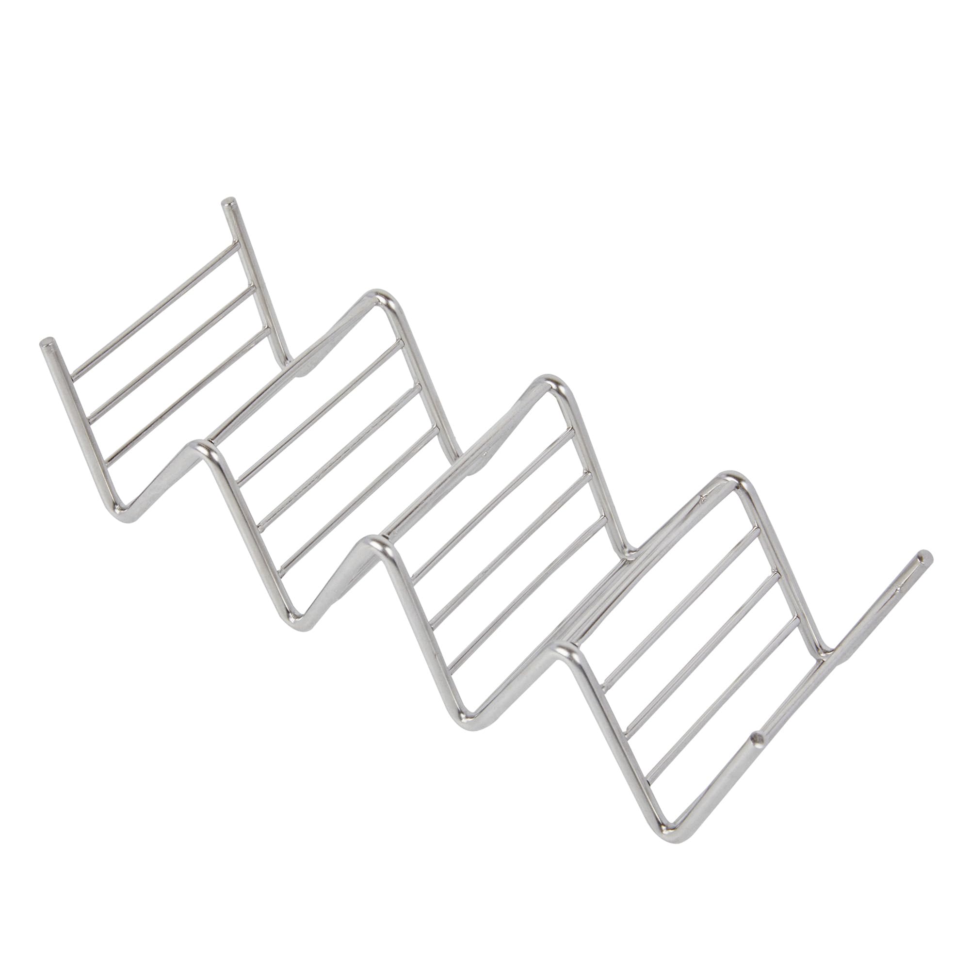 Restaurantware 7.1 Inch x 2.5 Inch Taco Stand 1 Rectangle Taco Rank - Fits 4 Tacos Reversible Silver Stainless Steel Taco Holder Dishwasher Safe For Hard Or Soft Shells