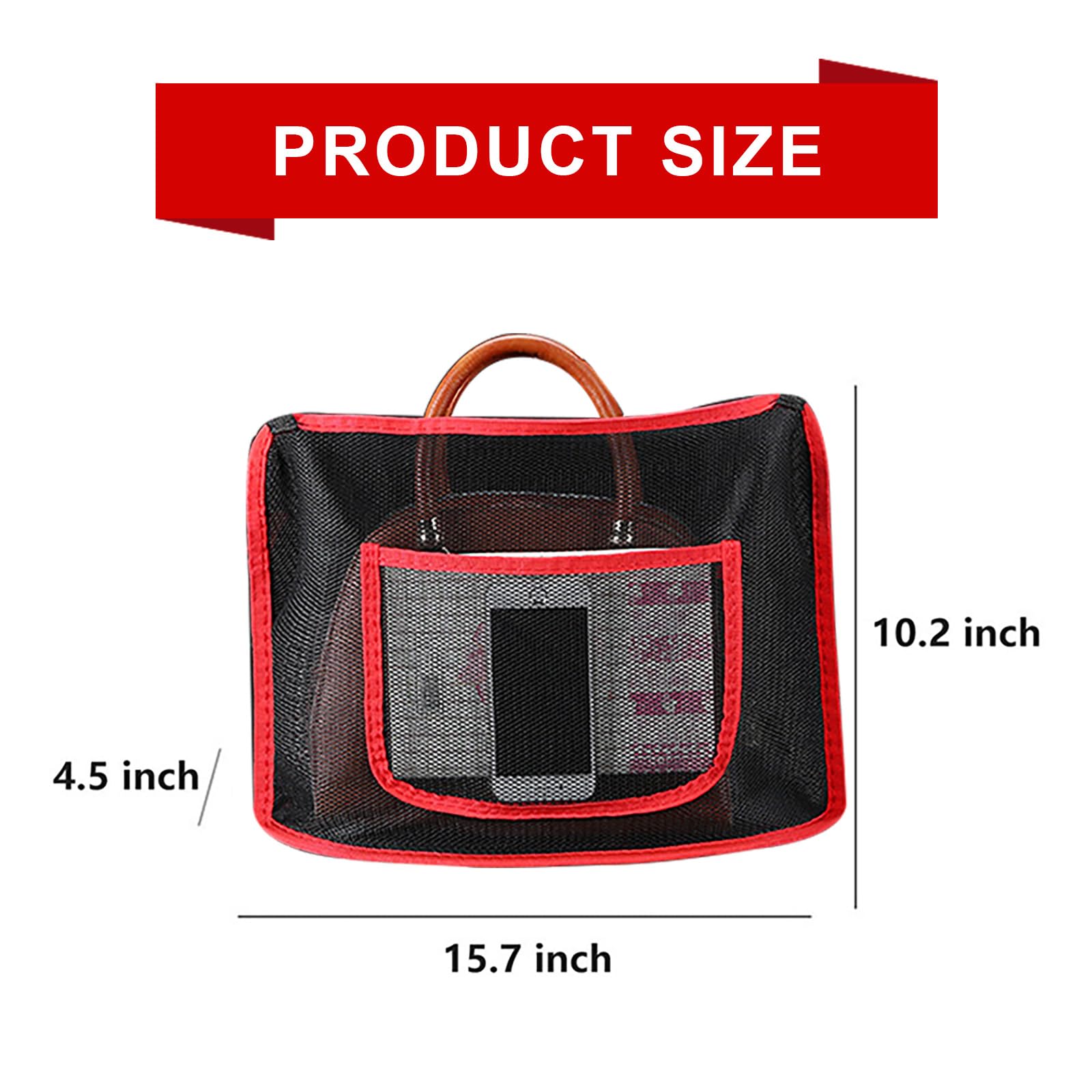 GKmow 2 PCS Car Storage Mesh Pocket Between Two Seats, Hanging Car Storage Organizer, Rear Seat Pet Child Mesh Barrier, Universal Mesh Storage Bag for Most Cars (Red #Upgrade Model)