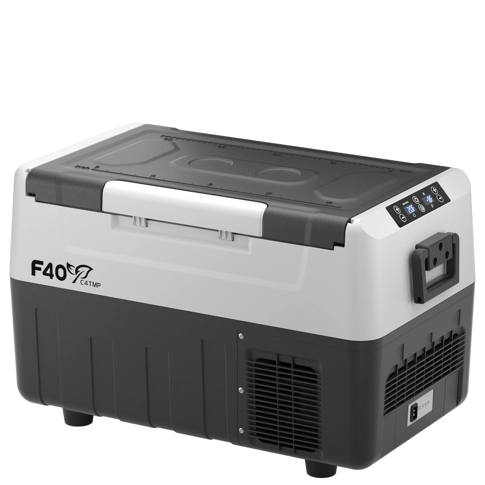 F40C4TMP 12 Volt Portable Refrigerator, 37 Quart Dual Zone Car Freezer With Independent Temperature Control, -4℉ to 50℉, 35L Compressor Fridge For Camping, Travel, Road Trip, Vehicle, Car, Truck, Van, RV, Outdoor and Home, 12V/24V DC & 110V AC