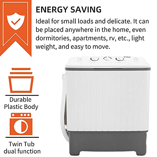 CL.Store Twin Tub Mini Portable Clothes Washing Machine Portable Washing Machine 17lbs Capacity Compact Washer(10lbs) and Spin Dryer Combo (7lbs) for Apartment, Dorm, RV-Camping (White)
