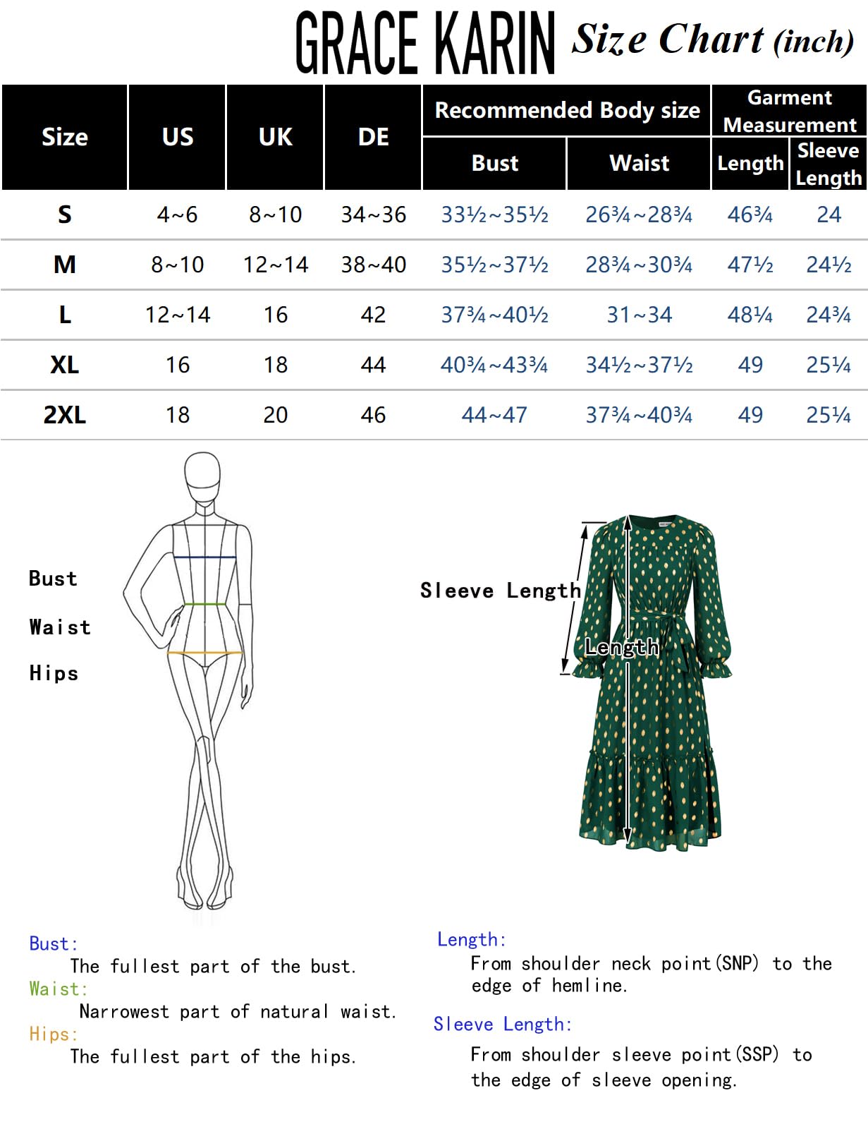 GRACE KARIN Long Sleeve Dress for Women Gold Polka Dot Round Neck Ruffle Tiered A-Line Cocktail Midi Dresses with Slit Black S
