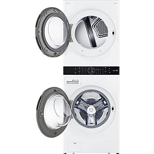 LG WKEX200HWA Compact 2 in 1 Laundry and Dryer Combo 27 Inch Washing machine 6 cycles, Laundry Center, Energy Star Certified, Washtower, Wrinkle Free, Wifi and Turbosteam technology with sensor for house and apartment in white