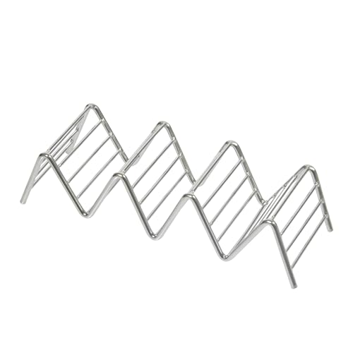 Restaurantware 7.1 Inch x 2.5 Inch Taco Stand 1 Rectangle Taco Rank - Fits 4 Tacos Reversible Silver Stainless Steel Taco Holder Dishwasher Safe For Hard Or Soft Shells