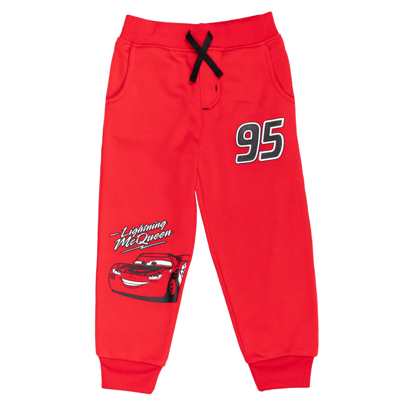 Disney Pixar Cars Lightning McQueen Toddler Boys Fleece 2 Pack Jogger Pants Red/Black 3T