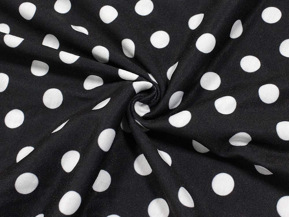 Berydress Women's Classic 3/4 Sleeve V Neck Sheath Casual Party Work Faux Black Wrap Dress (L, 6083-Black Dot)